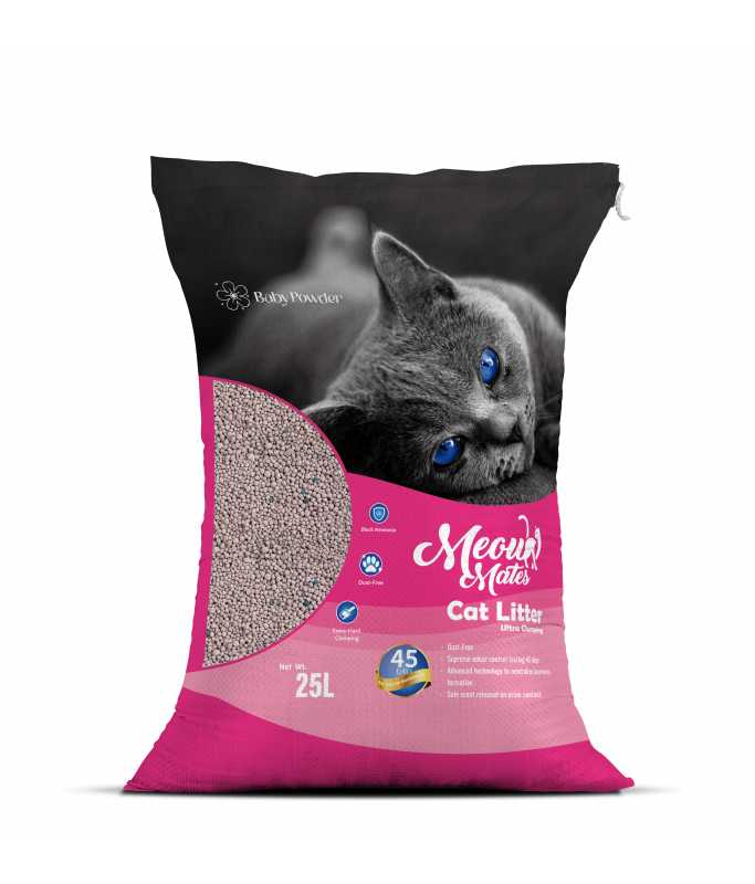 Meow Mates Bentonite Cat Litter - Baby Powder Scent 10kg – Maryam's Pet