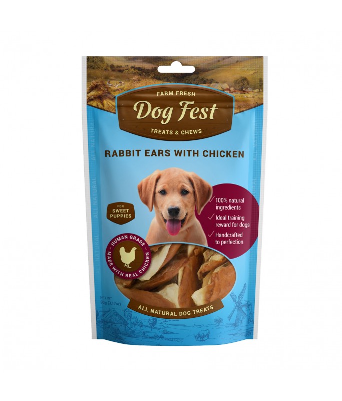 Dog Fest Rabbit Ears With Chicken For Puppies - 90g – Maryam's Pet